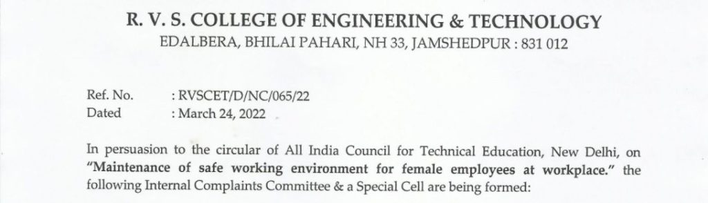 Internal Complaints Committee & Special Cell - RVS College of ...